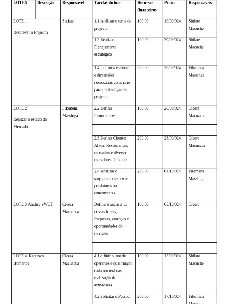 Plano de Ação PI II Shilate | PDF | Business | Economias