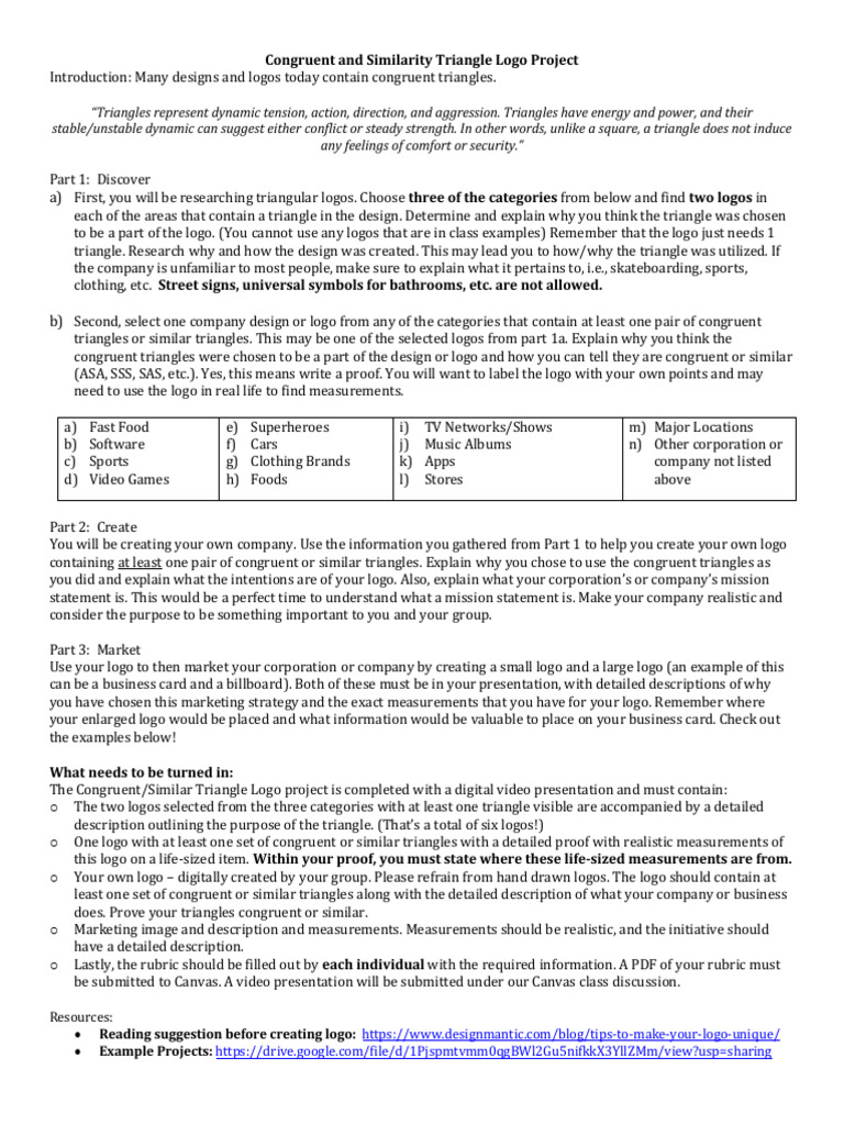 Congruent - Similar Triangle Project-2 | PDF | Triangle