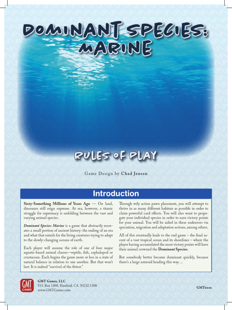 Dominant Species: Marine Rulebook | PDF | Evolution | Species
