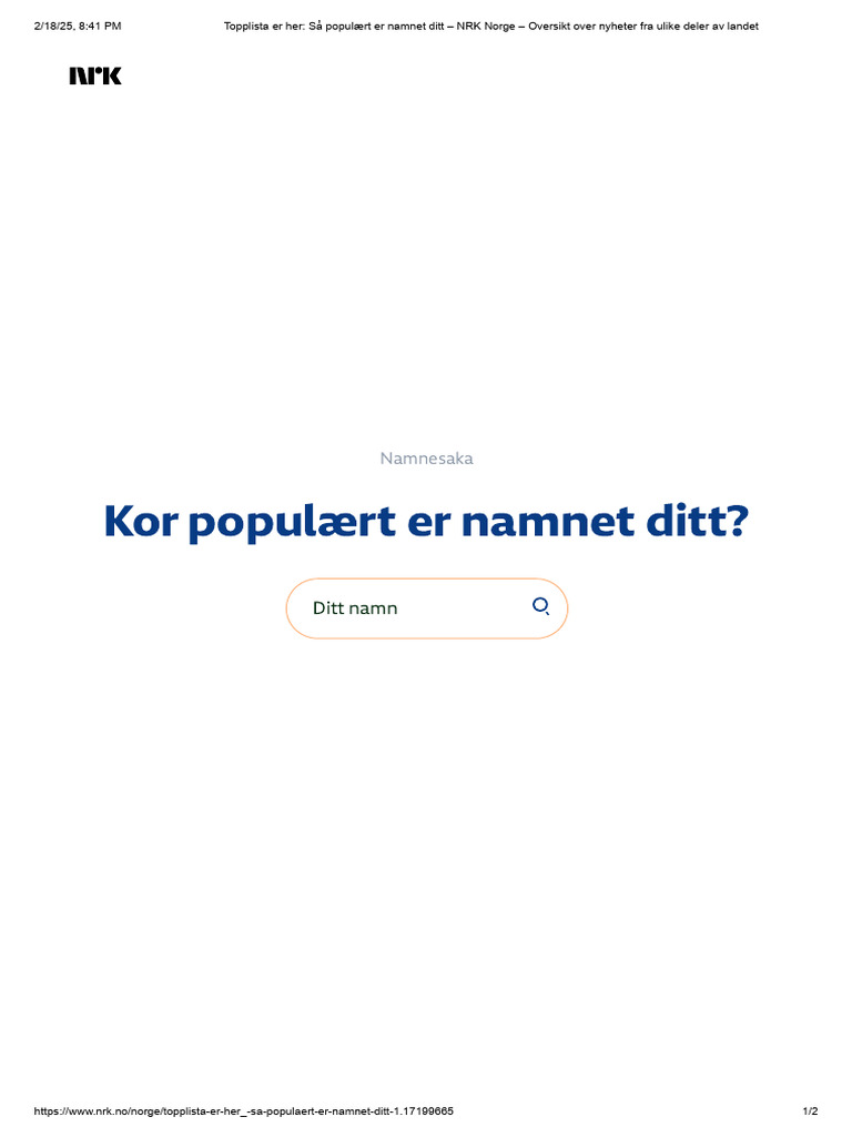 Topplista er her_ Så populært er namnet ditt – NRK Norge – Oversikt over nyheter fra ulike deler ...