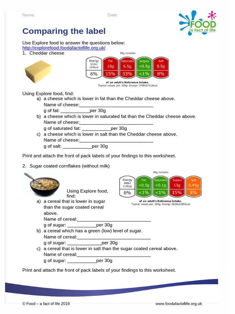 Compare The Label Ws 1416capptx | PDF | Fat | Foods