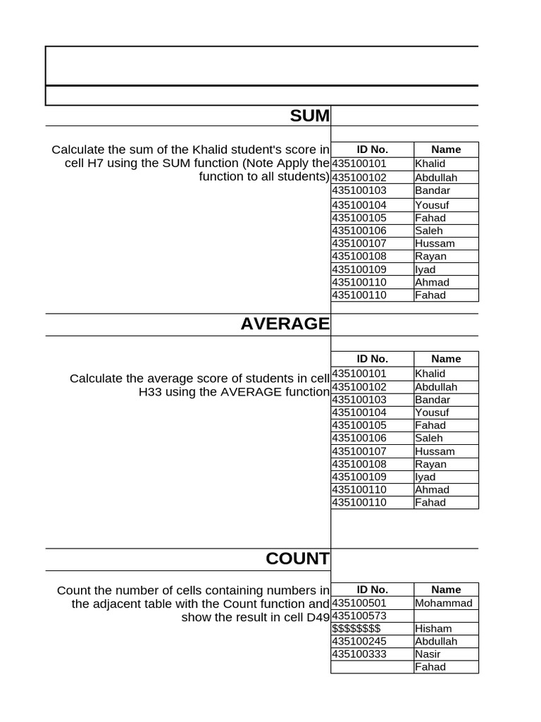 MS Excel Lab 3 | PDF
