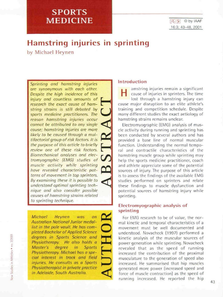 Hamstring Injuries in Sprinting - Relating EMG Studies | PDF | Musculoskeletal Disorders ...