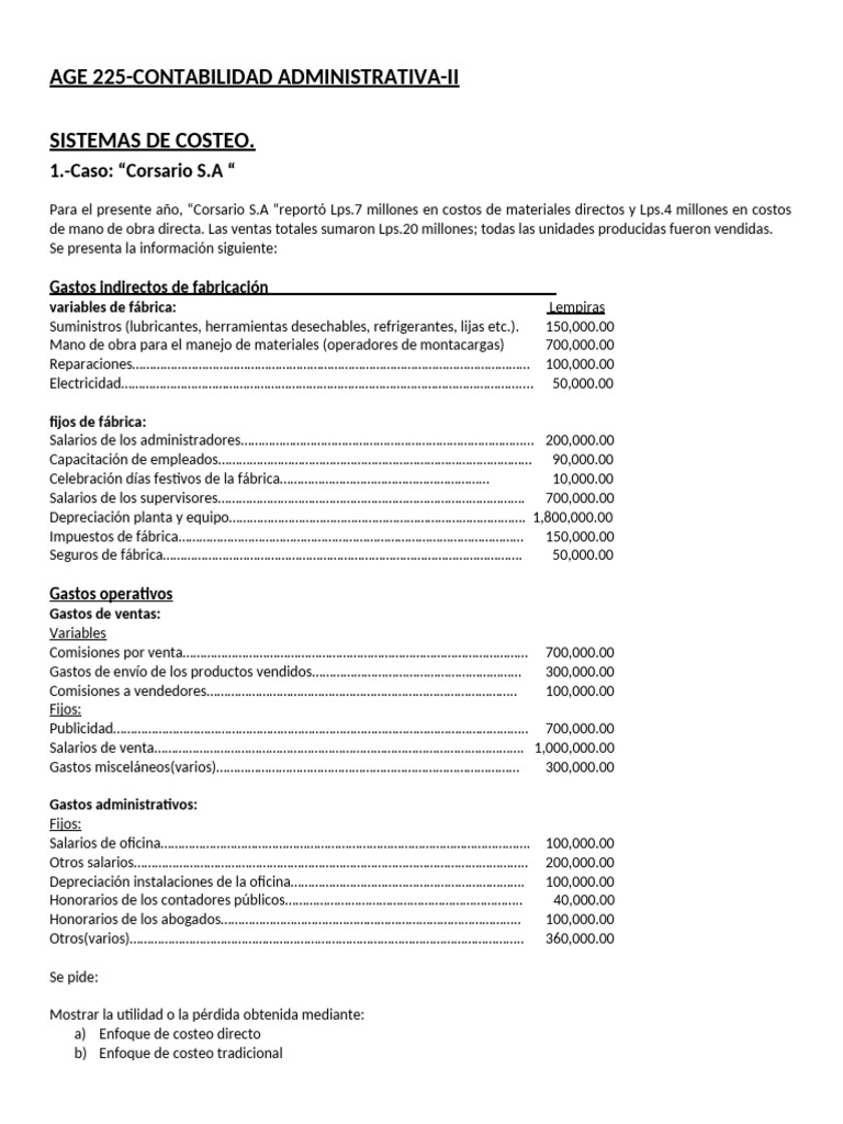 GUIA GENERAL DE EJERCICIOS (Sistema de Costeo) | PDF | Estado de resultados | Negocios económicos