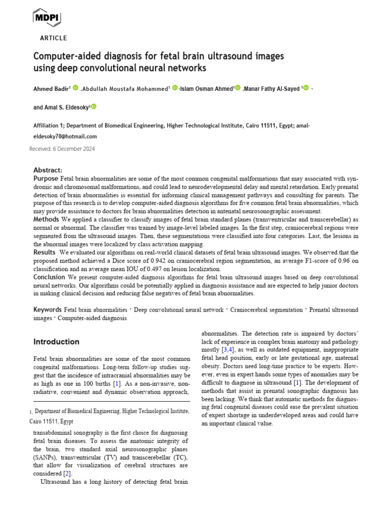 Computer-Aided Diagnosis For Fetal Brain Ultrasound Images Using Deep Convolutional Neural ...