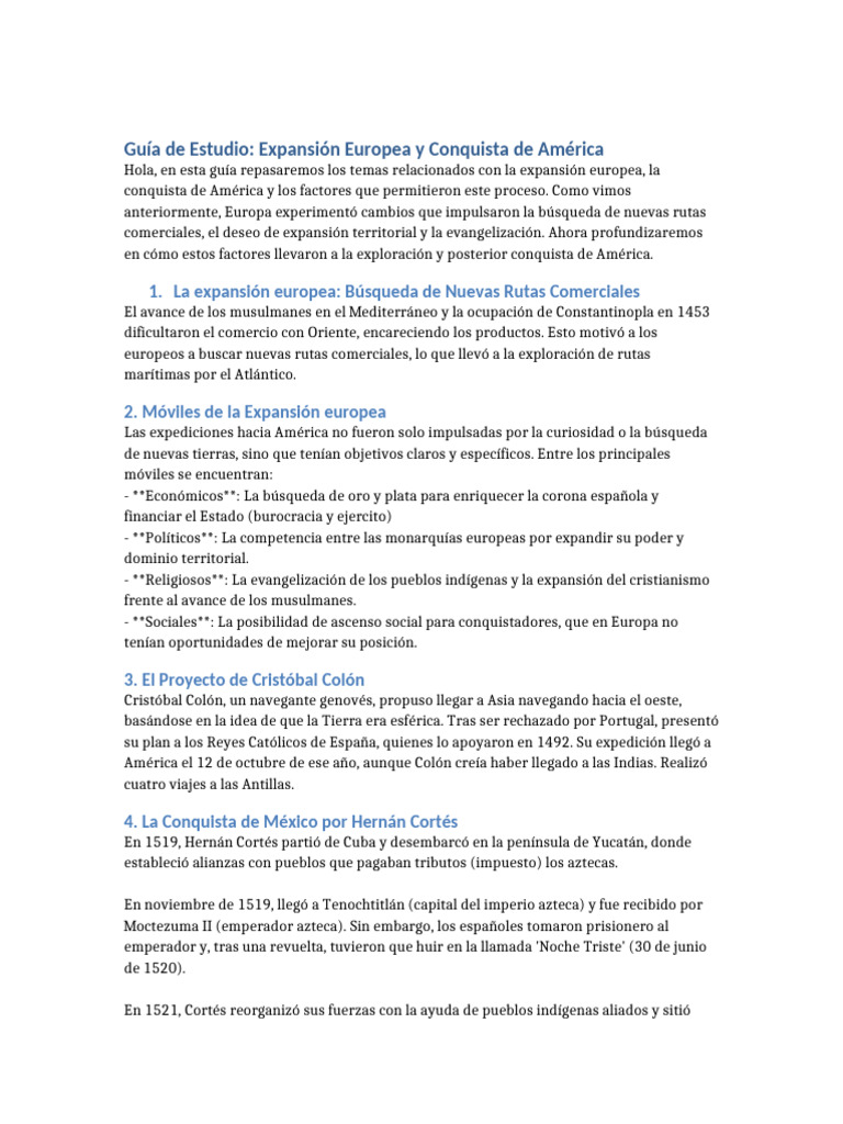 Expansión Europea y Conquista Americana | PDF | Conquistador ...