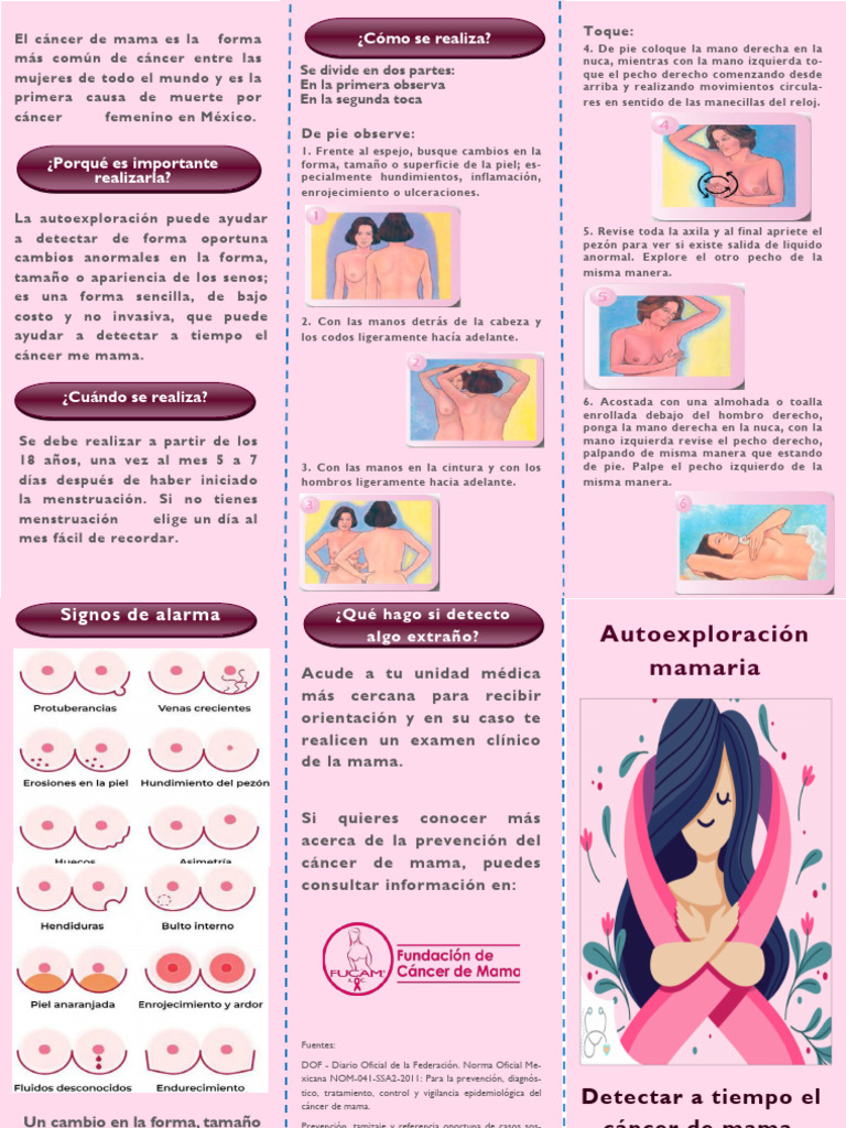TRIPTICO Autoexploración Mamaria | PDF | Pecho | Cáncer de mama