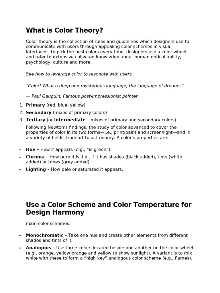 What Is Color Theory Pdf Color Vision