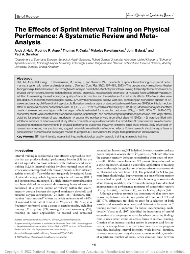 The - Effects - of - Sprint - Interval - Training - On.26' Con Usted | PDF | High Intensity ...