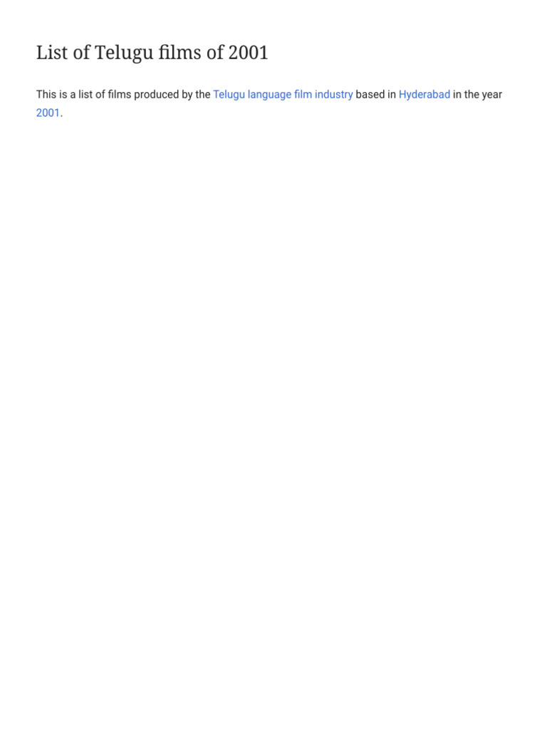 Telugu Films Released in 2001 | PDF | Film Production Districts ...