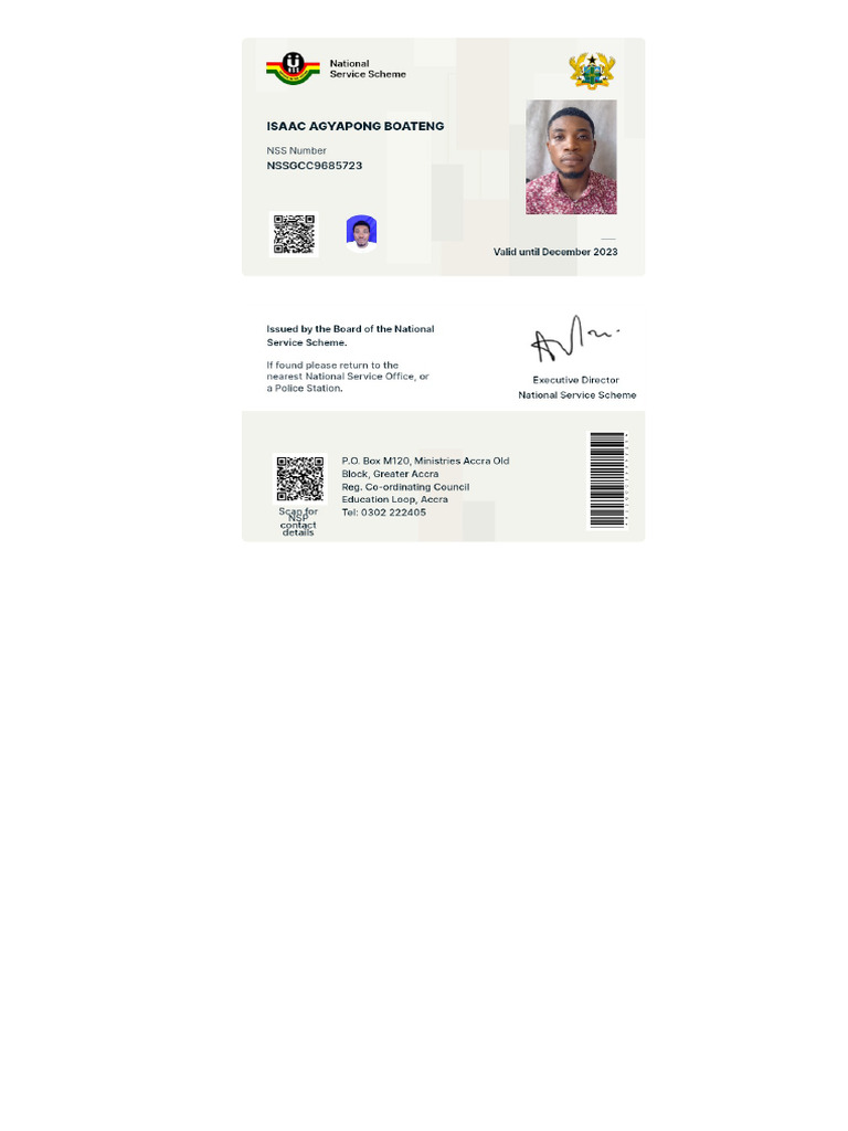 Nss Idcard NSSGCC9685723 | PDF