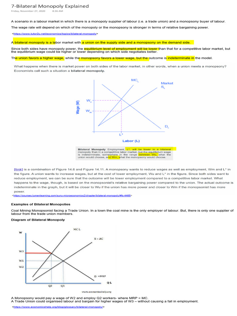 7-Bilateral Monopoly Explained | PDF