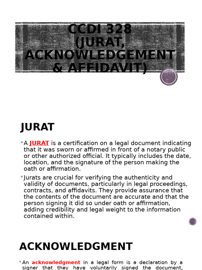 Understanding Jurats, Acknowledgments, and Affidavits | PDF | Affidavit ...