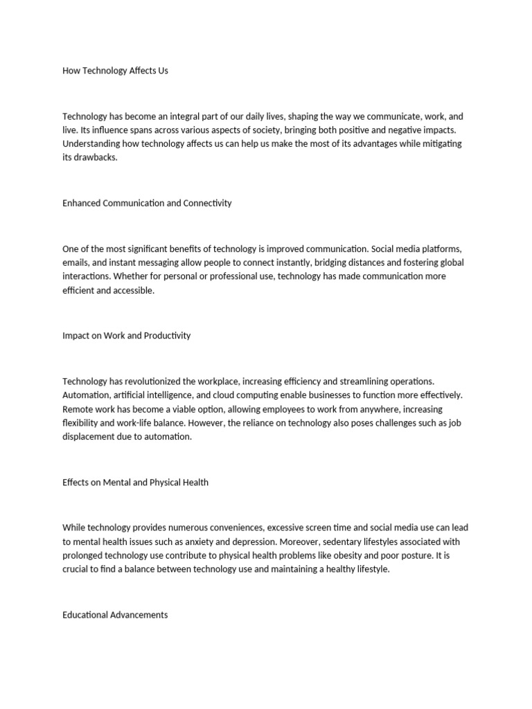 How Technology Affects Us | PDF