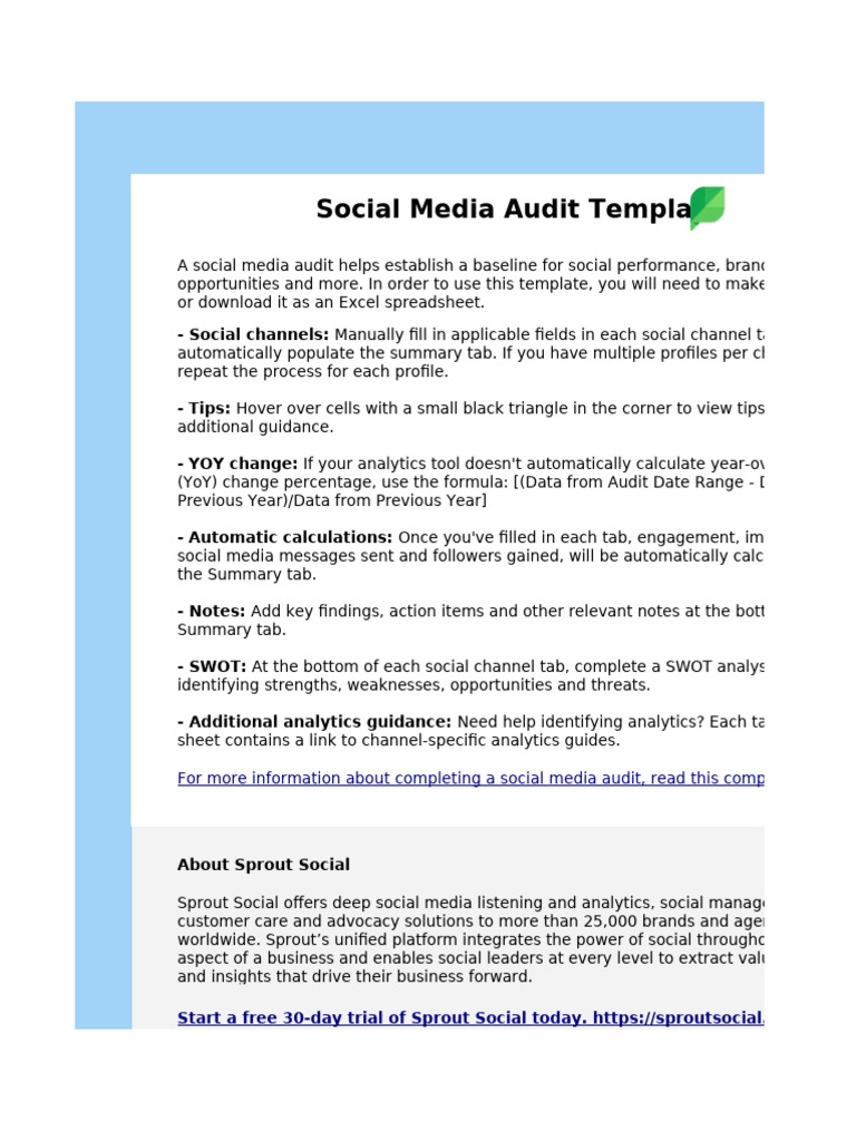 L - Social Media Audit Template | PDF | Linked In | Analytics
