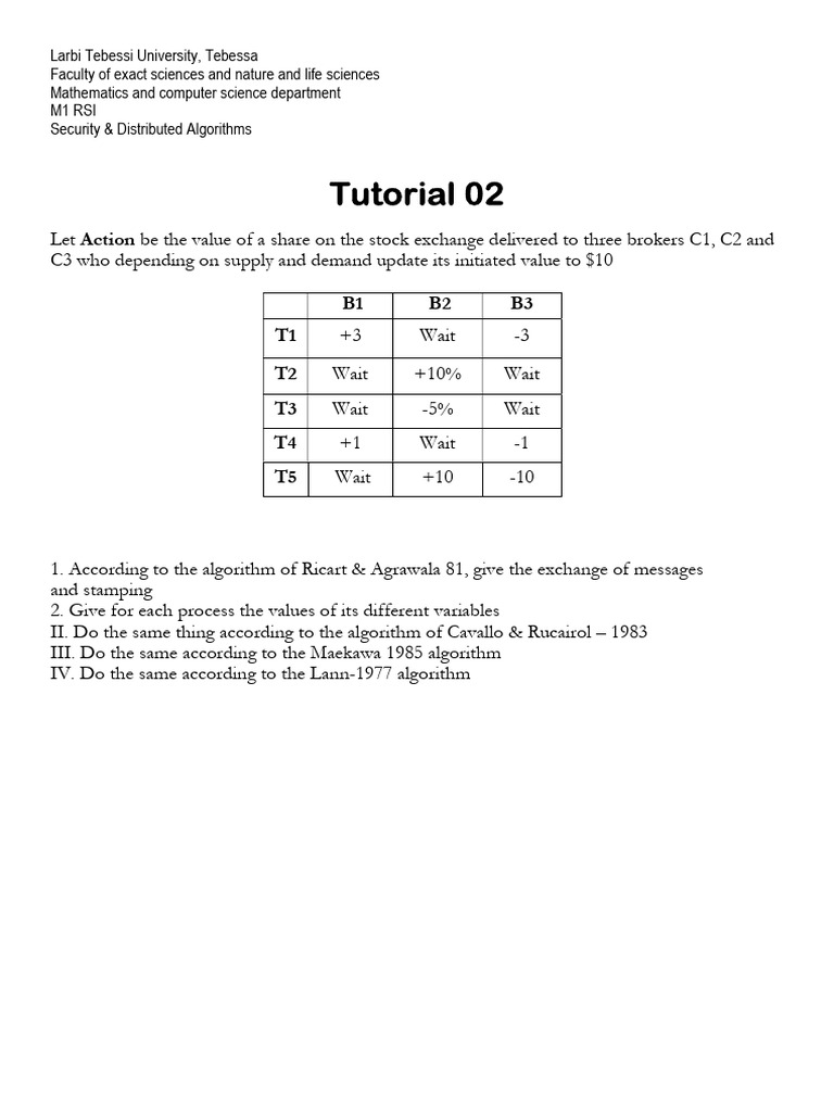 Security & Distributed Algorithms Tutorial | PDF