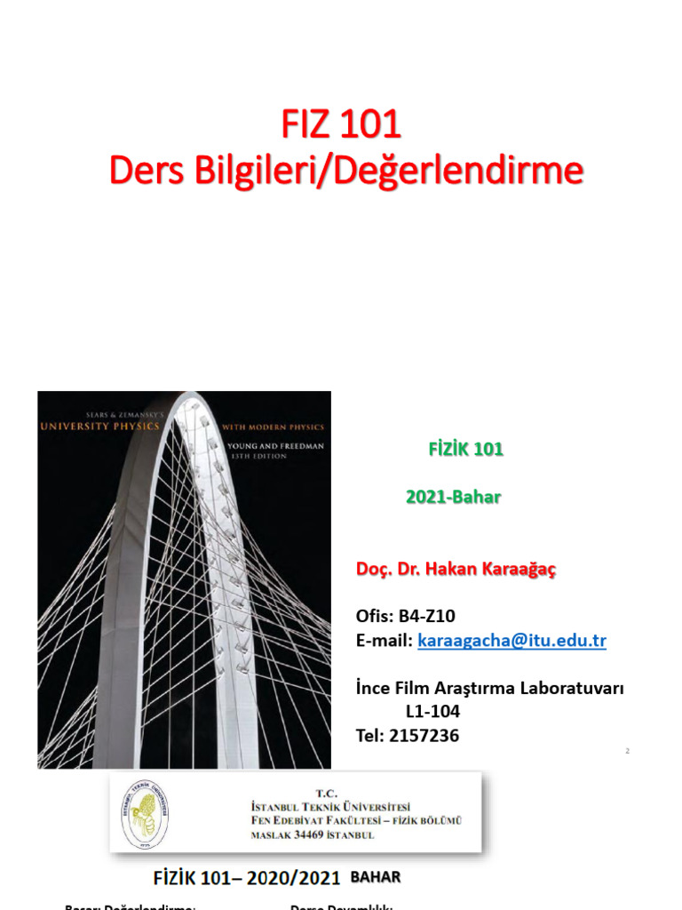 FIZ 101 2021-Değerlendirme | PDF