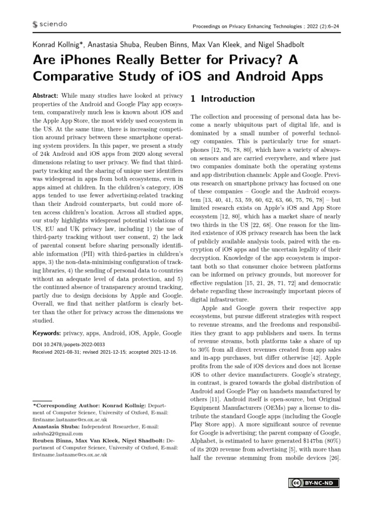 Are Iphones Really Better For Privacy A Comparativ | PDF | Ios | Mobile App