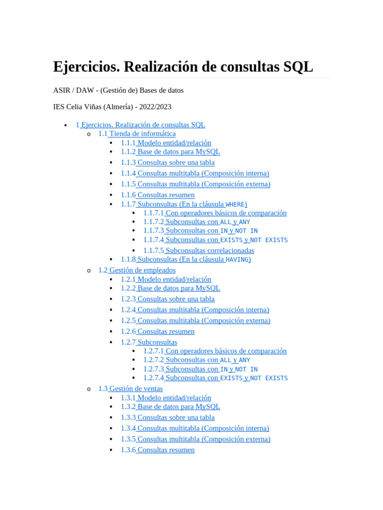 Ejercicios Consultas | PDF | SQL | Presupuesto