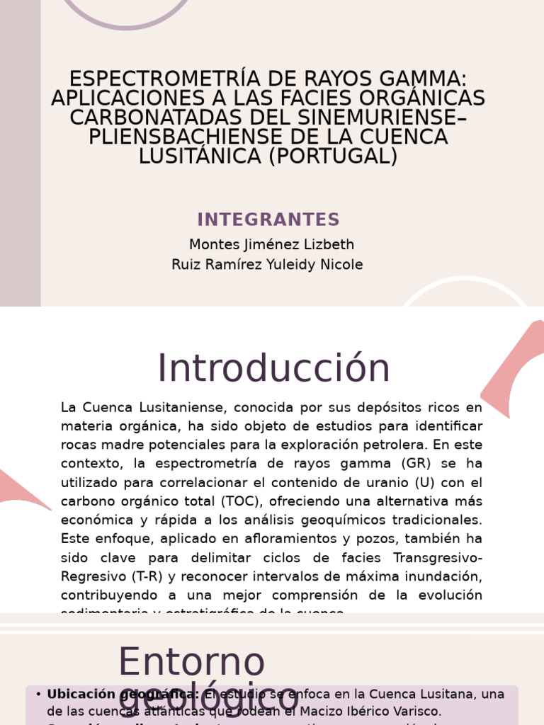 Espectrometría de Rayos Gamma: Aplicaciones A Las Facies Orgánicas ...