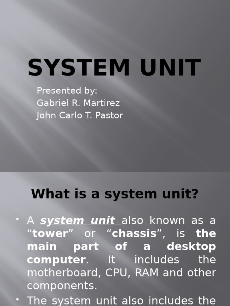 System unit | PDF | Random Access Memory | Personal Computers