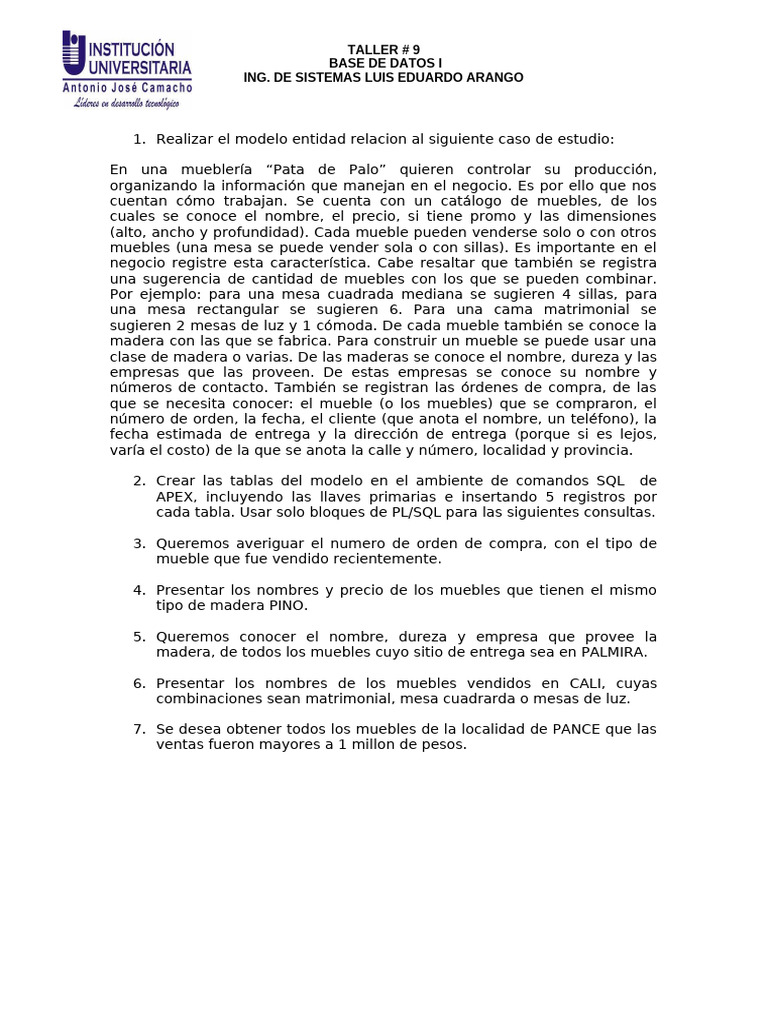 TALLER 9 MER - SUB CONSULTAS SQL | PDF