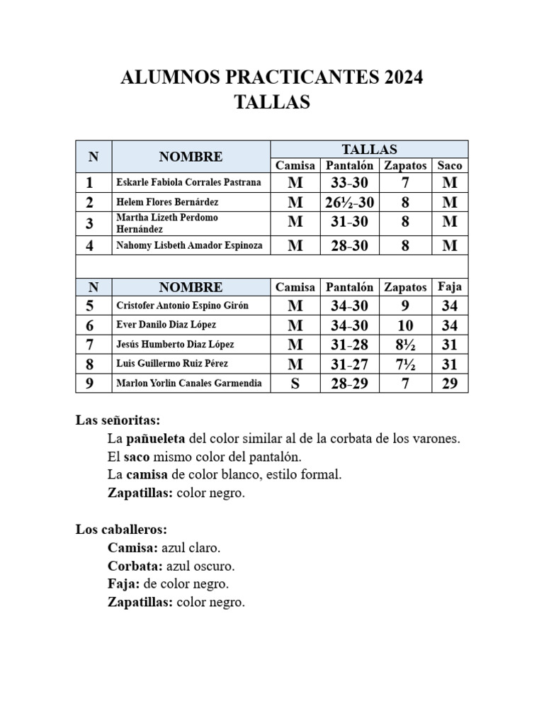 Traje de Practica 2024 | PDF