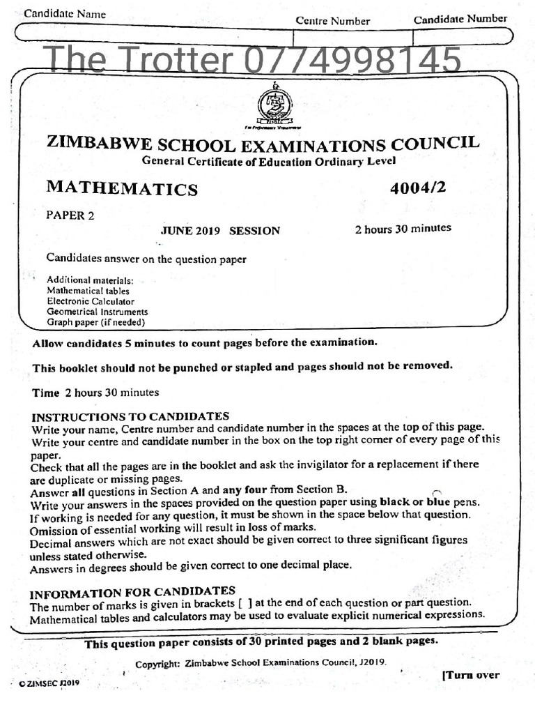 J 2019 P2 Maths O Level | PDF