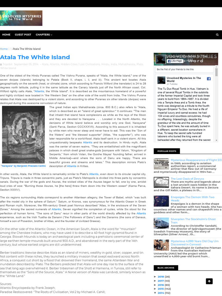 Atala: The Myth of the White Island | PDF | Atlantis
