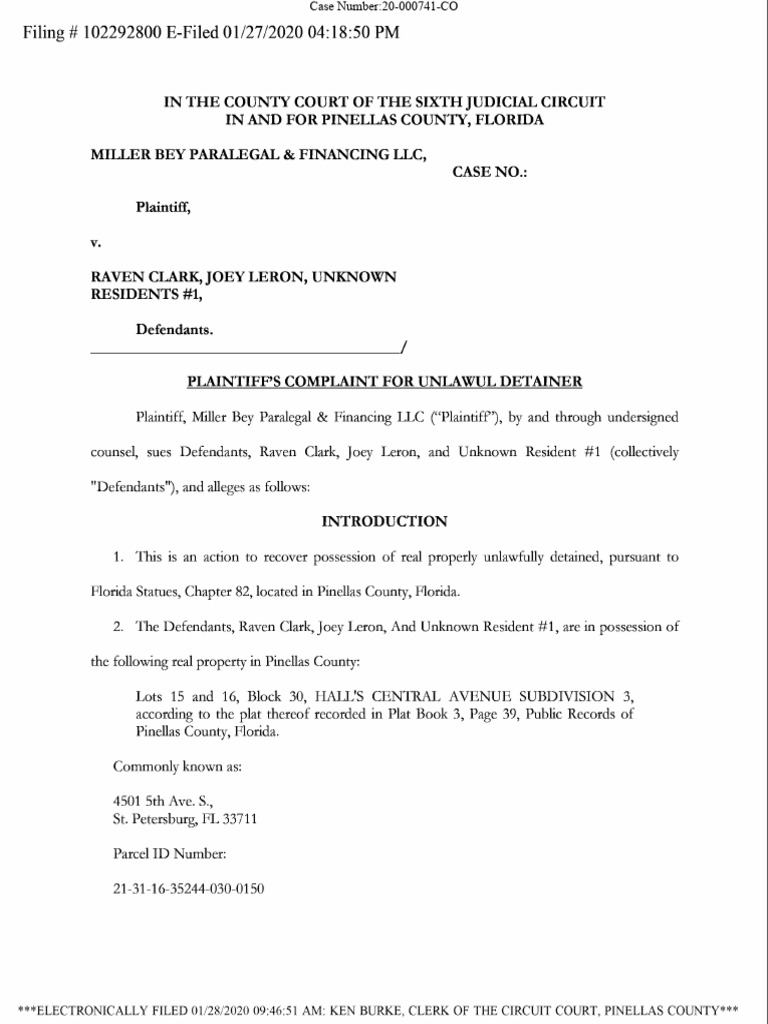 Complaint For Unlawful Detainer | PDF | Complaint | Virginia Circuit Court