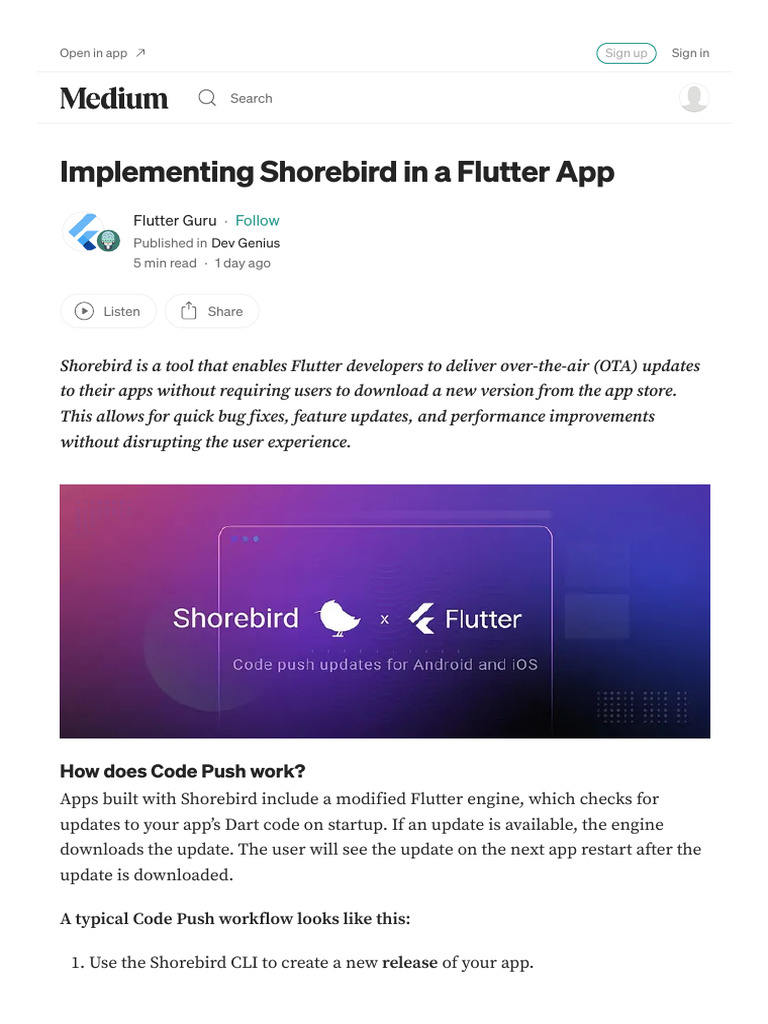 Implementing Shorebird in A Flutter App - by Flutter Guru - Feb, 2025 ...