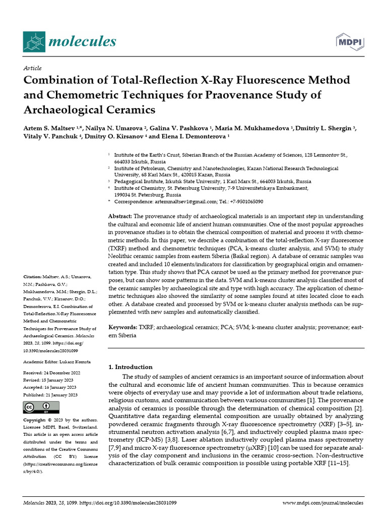 Combination of Total Reflection X Ray FL | PDF | Principal Component ...