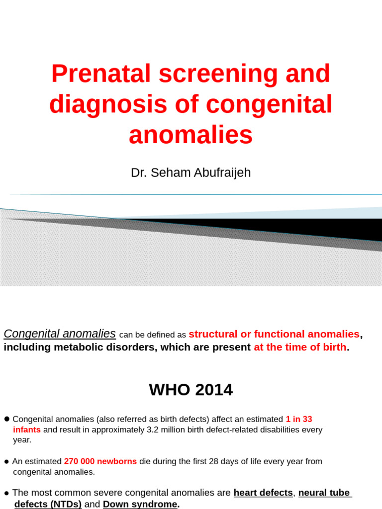 Prenatal Screening for Congenital Anomalies | PDF | Down Syndrome ...