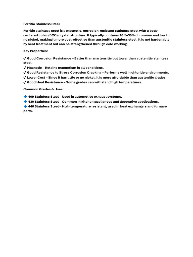 Ferritic Stainless Steel | PDF