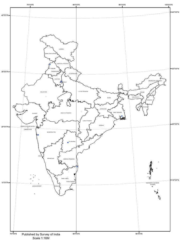 India Political Map for Practice | PDF