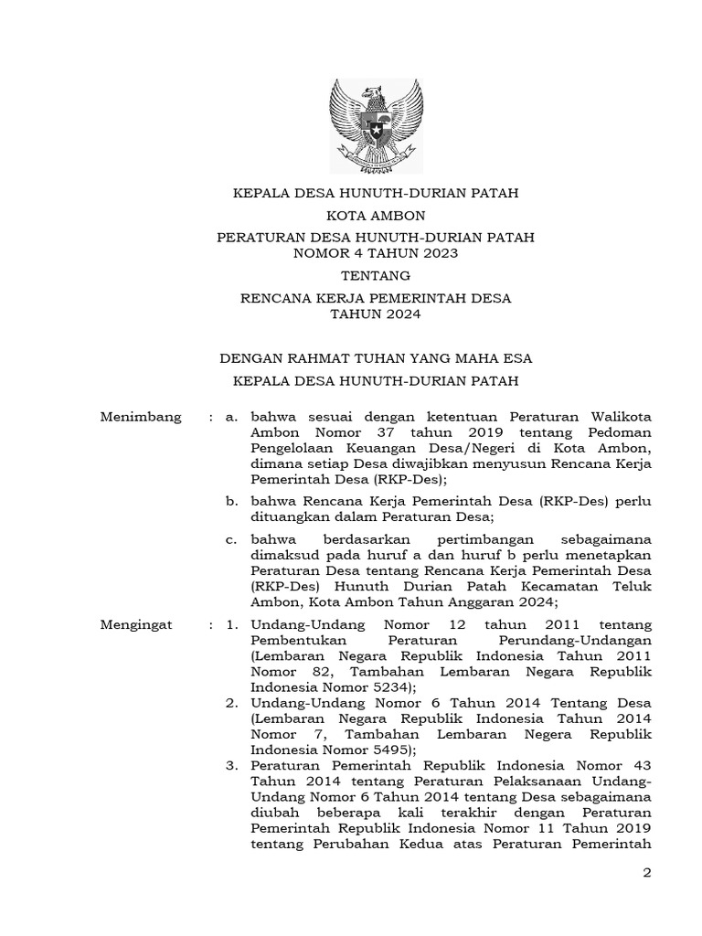 contoh dok.RKPDES 2024 | PDF