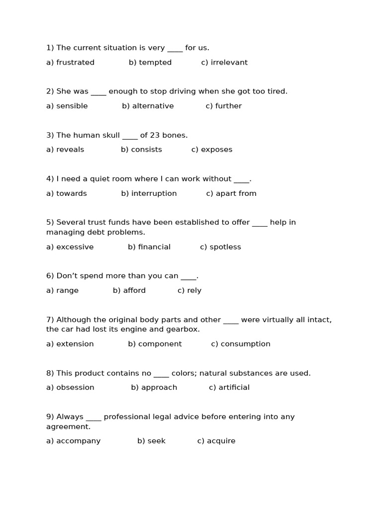 Vocabulary Test | PDF