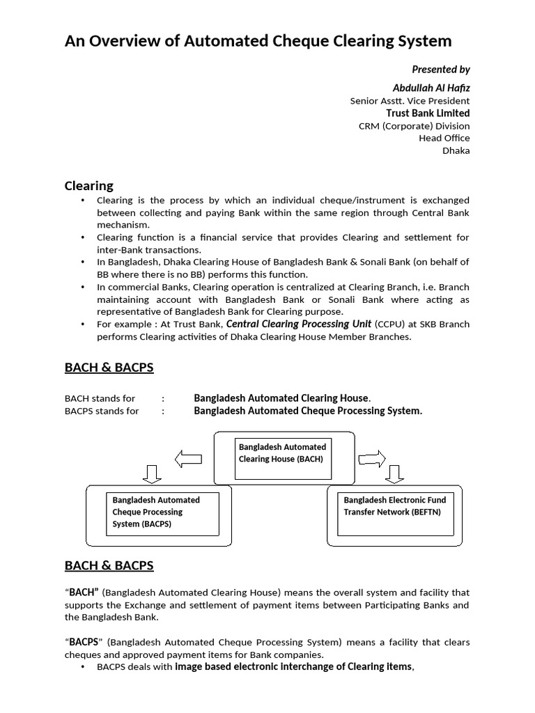 Automated Cheque Clearing House | PDF | Cheque | Clearing (Finance)