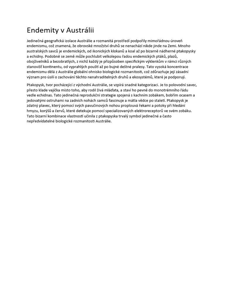 Endemity V Austrálii | PDF