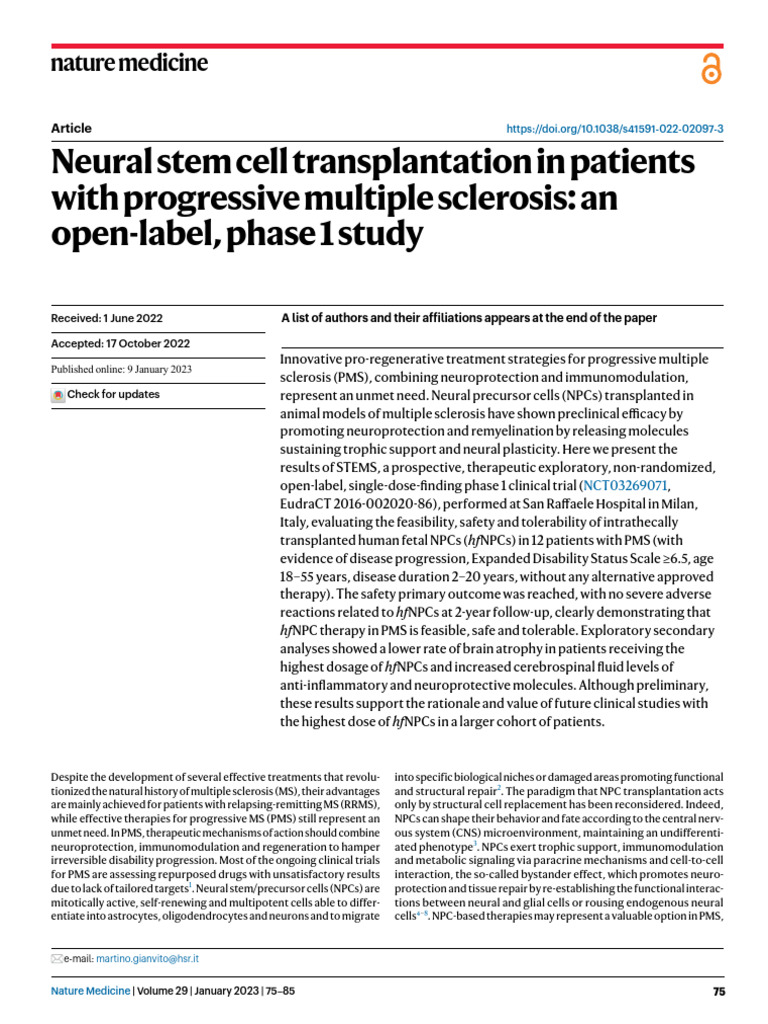 5.neural Stem Cell Transplantation in Patients With Progressive ...