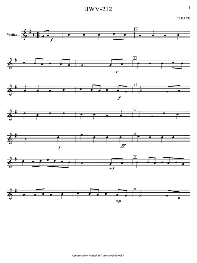 BWV 212 Violino1 | PDF