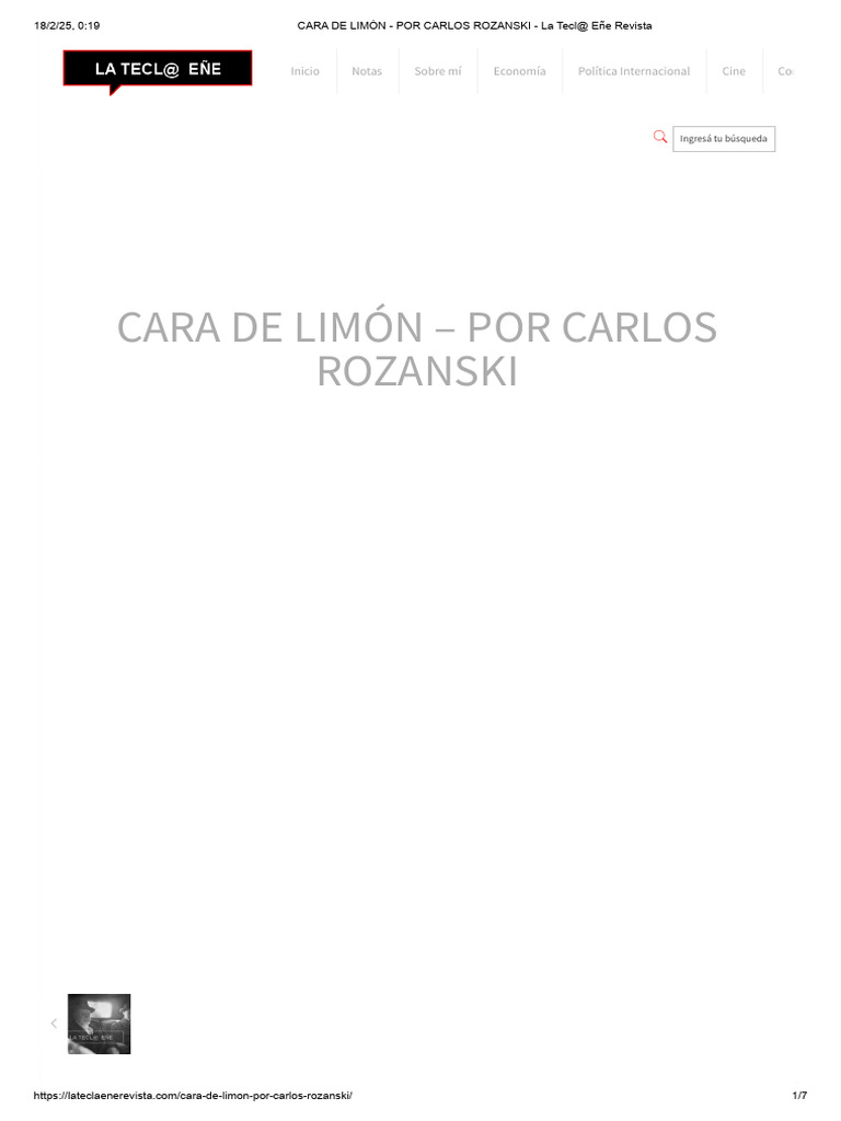 CARA DE LIMÓN - POR CARLOS ROZANSKI - La Tecl@ Eñe Revista | PDF ...