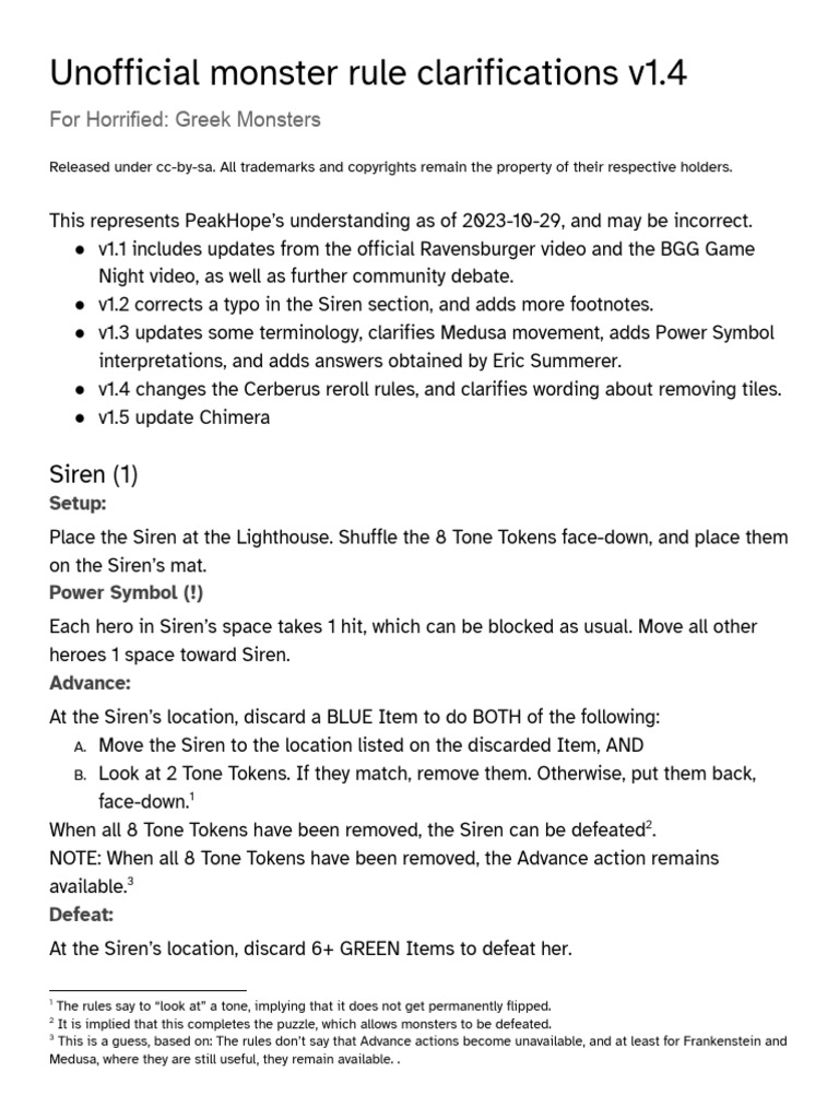 Horrified Greek Monster Rule Clarifications-V1.5 | PDF | Labyrinth