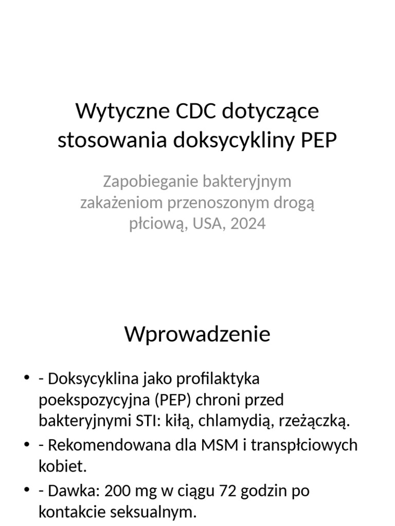 Doxycycline PEP Guidelines Presentation | PDF