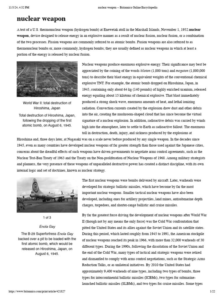 Nuclear-Weapon-Britannica-Online-Encyclopedia | PDF | Nuclear Weapons ...