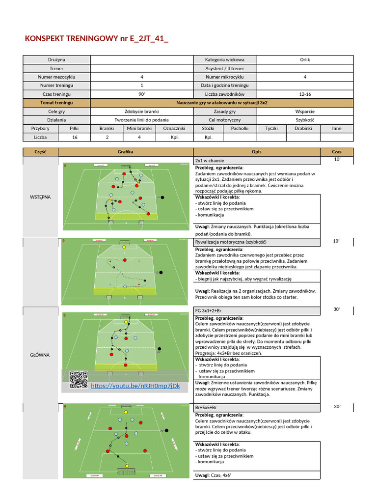 Konspekt Treningowy NR E - 2Jt - 41 | PDF