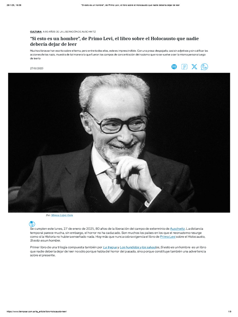 "Si Esto Es Un Hombre", de Primo Levi, El Libro Sobre El Holocausto Que ...