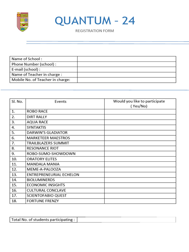 Quantum registration form 3.0 1 | PDF