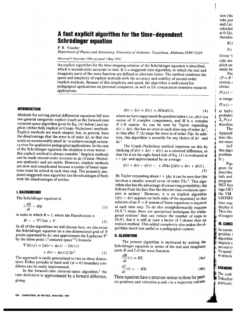 Visscher NumSol Schrodinger Eqt | PDF
