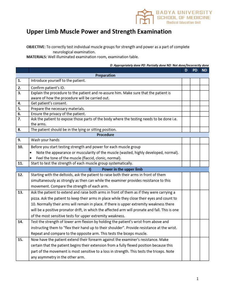 Upper Limb Muscle Power Assessment | PDF | Thumb | Anatomical Terms Of ...